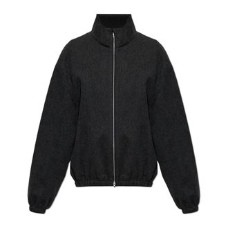 Jil Sander Veste en laine &agrave; col montant - Femme - Vestes - Gris - Taille: 44 FR