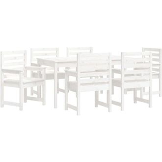 vidaXL 7-tlg. Garten-Essgruppe Wei&szlig; Massivholz Kiefer Vidaxl