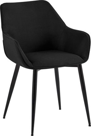 Clp Esszimmerstuhl gepolstert mit Lehne Luena, Küchenstuhl mit Samt oder Stoff, Sessel mit Metallgestell schwarz bis 150 kg belastbar, Farbe:schwarz, Mate