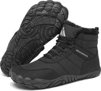 Mishansha Damen Herren Barfußschuhe Winter Warm Gefüttert Winterschuhe Outdoor rutschfest Barfuss Winterstiefel Bequem Leicht Winterboots mit Zero-Drop Solhe un