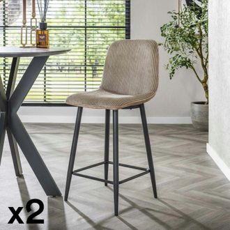 Pier Import Pier Import - Chaise de bar beige sable en tissu côtelé (lot de 2) taj
