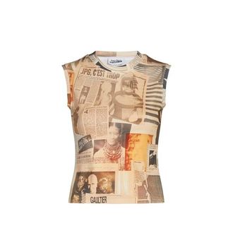 Jean Paul Gaultier Top imprim&eacute; en coton m&eacute;lang&eacute;