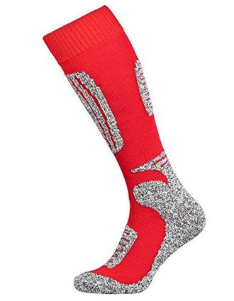 Tobeni 2 Paires Femme Homme Ski Fonctionnelle Snowboard Hiver Chaussettes Unisexe Couleur Rouge-Gris Taille 43-46