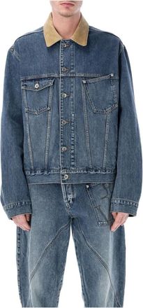 J.W.Anderson Homme, Vestes, Bleu, Taille: M Corduroy Collar Denim Jacket