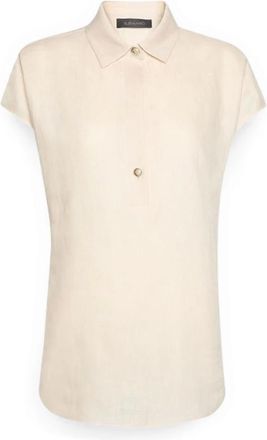 Elena Miro Femme, Blouses et Chemises, Beige, Taille: 44 FR Blouse &agrave; manches courtes en lin