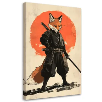 Artgeist Quadro Su Tela, Volpe Samurai Animali - 70x100