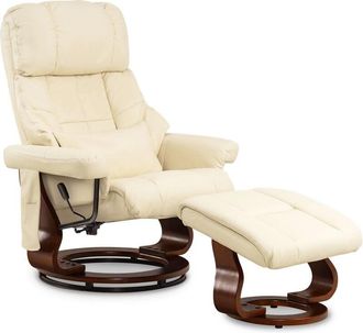 MCombo M Mcombo Massagesessel mit Hocker, 360&deg; drehbarer Relaxsessel mit Liegefunktion, moderner TV-Sessel Fernsehsessel mit Seitentasche f&uuml;r Wohnzimmer