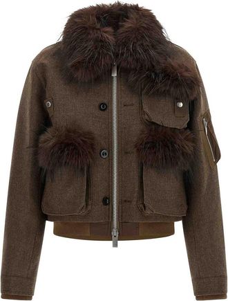 sacai Manteau Court - Marron