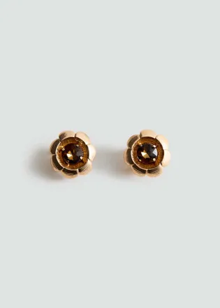 Mango Boucles doreille fleur m&eacute;tallique or - Femme - Taille unique - MANGO