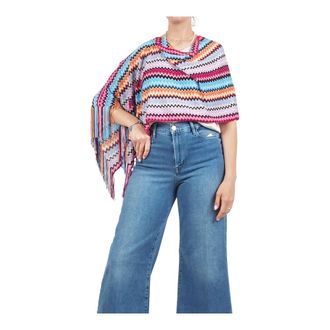 Missoni Femme, Vestes, Multicolore, Taille: ONE Size Poncho d&eacute;t&eacute; en tricot zigzag avec franges