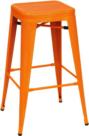 Clp Barhocker im Industrial-Stil, Barstuhl Asheville platzsparend stapelbar, Tresenstuhl aus stabilem Metall, bis 120 kg belastbar, Farbe:orange