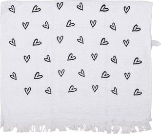 Clayre & Eef Gästehandtuch 40x66 cm Weiß Baumwolle Herzen