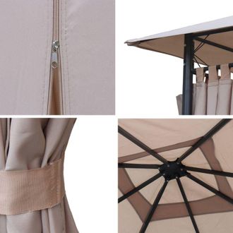 Sweeek Sweeek - Ensemble complet toile de toit et rideaux taupe pour tonnelle 3x3 m Elusa - toile de rechange pergola. toile de remplacement