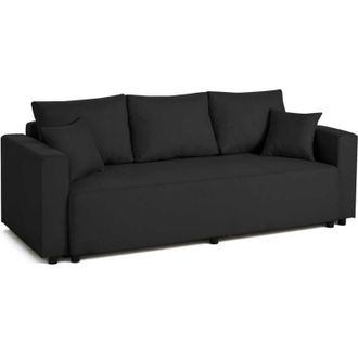 Best Mobilier Bestmobilier - Regala - 3-sitzer sofa - schlaffunktion und bettkasten - aus stoff - schwarz