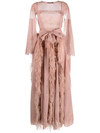 Antonino Valenti Minikleid mit Federn - Rosa