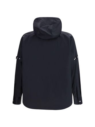 Thom Browne Mens Nylon Cotton Hooded Jacket Navy Polyamide