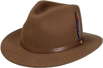 Stetson Chapeau en Laine Oriska Traveller Homme - de Feutre Pluie avec Bandeau Cuir Automne Ete Printemps Hiver Printemps-ete - L (58-59 cm) Marron