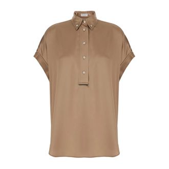 Brunello Cucinelli Seidenhemd - - Blouses & Shirts - Damen - Braun - M