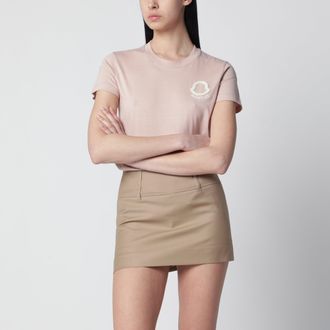 Moncler Rosa T-Shirt mit Logo-Stickerei