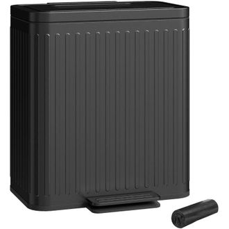 HOMCOM Poubelle de cuisine - HOMCOM - double compartiment 2 x 20L - p&eacute;dale - seaux int&eacute;rieurs amovibles - m&eacute;tal - 45,5x36,5x51cm - noir
