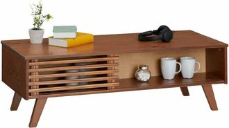 IDIMEX Table basse sean avec niches, en pin massif lasur&eacute; brun fonc&eacute;