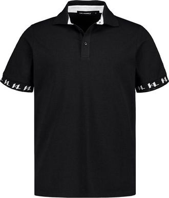 Karl Lagerfeld Herren Polo-Shirt schwarz Baumwoll-Jersey