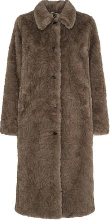 Notyz Notyz - Manteau long en fausse fourrure - Femme - Manteaux - Gris - Taille: 46 FR