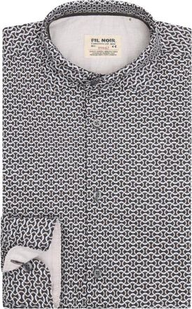 Fil Noir Gemustertes Casual-Hemd mit Kentkragen, Shaped Fit in