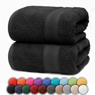 NatureMark 2er Pack DUSCHTÜCHER Premium Qualität 70x140cm DUSCHTUCH Dusch-Handtuch Doppelpack Farbe: Schwarz