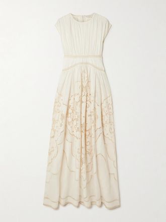 Zimmermann Robe Midi En Lin &Agrave; Broderie Anglaise Daylight - Cr&egrave;me