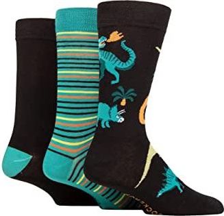 SockShop Lazy Panda Homme Nouveauté Chaussettes en bambou Paquet de 3 Dinosaure 40-45