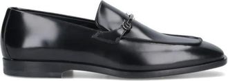 Ferragamo Loafer - Gancini Loafers In Black Leather - Gr. 7_5 - in Schwarz - für Damen