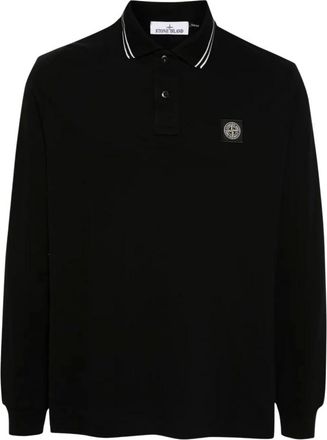Stone Island Homme, Tops, Noir, Taille: L Polo M/Lunga Slim Fit