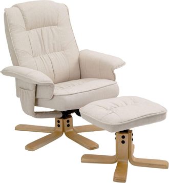 IDIMEX Relaxsessel Charly mit Hocker drehbar neigungsverstellbar beige [Max. Belastbarkeit 100 kg] für Wohnzimmer, TV-Sessel Fernsehsessel mit Liegefunktion 