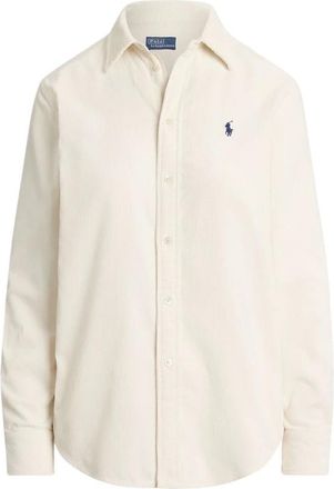 Polo Ralph Lauren Femme, Blouses et Chemises, Beige, Taille: 36 FR Chemise en Velours C&ocirc;tel&eacute; Coupe Classique