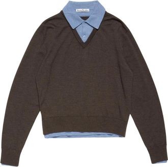 Acne Studios Femme, Pulls, Brun, Taille: 38 FR Maille Laine Superpos&eacute;e