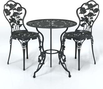 vidaXL Ensemble de bistro 3 pcs Aluminium coul&eacute; Noir Vidaxl