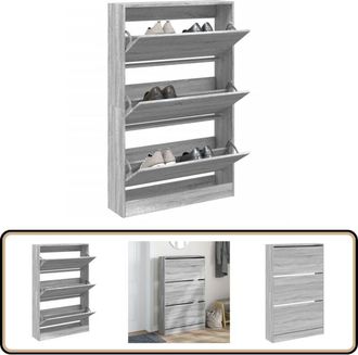 vidaXL Vidaxl - Schuhschrank Grau Sonoma 80x21x125,5 cm Holzwerkstoff - Schuhschrank - Schrank Für Schuhe - Schuhregal - Garderobe - Einbauschrank