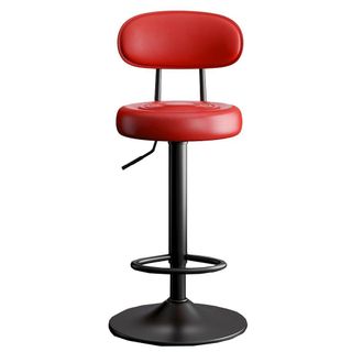 Generic H&ouml;henverstellbarer, drehbarer Barhocker mit R&uuml;ckenlehne, lederbezogener Polsterstuhl f&uuml;r K&uuml;che, Restaurant, B&uuml;ro und Esszimmer - Schwarz