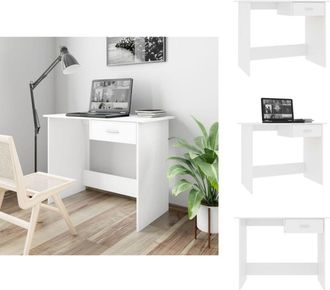 vidaXL Vidaxl - Schreibtisch Weiß 100x50x76 cm Holzwerkstoff - Schreibtisch - Weißer Schreibtisch - Bürostuhl - Home Office - Kompakter Schreibtisch