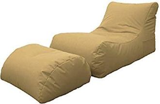 Dmora Moderne Chaiselongue fürs Wohnzimmer, Made in Italy, Sessel mit Fußstütze aus Nylon, Gepolsterter Sitzpuff für Schlafzimmer, 120x80h60 cm, Farbe Beige