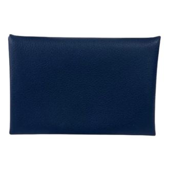 Herm&egrave;s Pre-owned Calvi Duo Evercolor Card Case - Femme - Pre-owned - Bleu - Taille: ONE Size