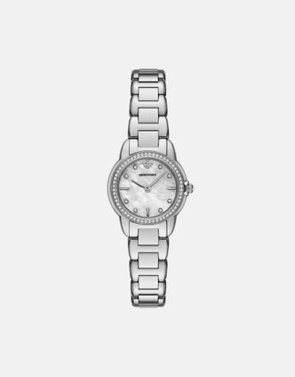 Emporio Armani Montre pour femme en acier inoxydable &agrave; 2 aiguilles - Argent&eacute;