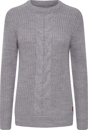 Oxmo Natasja Damen Strickpullover Grobstrick Pullover, Größe:M, Farbe:Medium Grey Melange (201146)