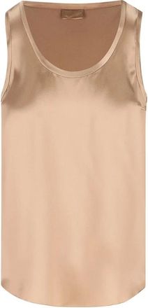 Brunello Cucinelli Femme, Blouses et Chemises, Beige, Taille: 38 FR Top en Soie &agrave; Encolure Ronde