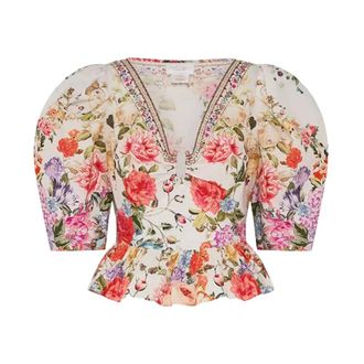 Camilla Puff Sleeve Top mit Hardware - - Blouses & Shirts - Damen - Wei&szlig; - S