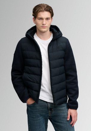 Superdry Hybridjacke HOODED STORM KNIT HYBRID JKT Kunstfaser, slim fit
