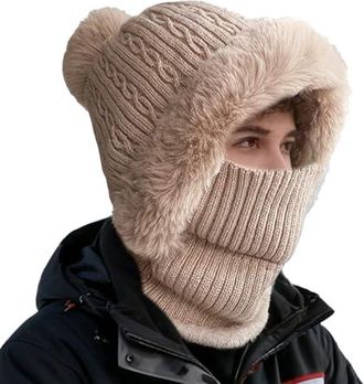 Generico Chapeaux Dhiver Pour Femmes - Bandeau De T&ecirc;te En Tricot R&eacute;sistant &Agrave; L| &Eacute;charpe &Agrave; Capuche Et Masque Pour Le Visage - Pour Les Femmes Mamies Et Les M&egrave;re