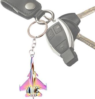 Generic Porte-cl&eacute;s en avec pendentif en forme de mod&egrave;le davion de larm&eacute;e de lair - D&eacute;coration de charme - D&eacute;tails vifs en m&eacute;tal pour sacs &agrave; dos, sacs, sacs &agrave; 