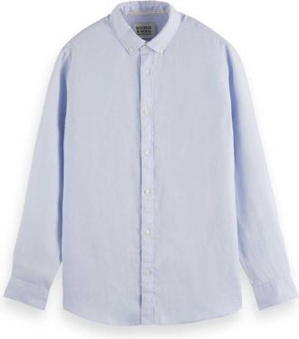 Scotch & Soda Mens CORE-Linen LS Button-DOWN, Shirt Blue, M